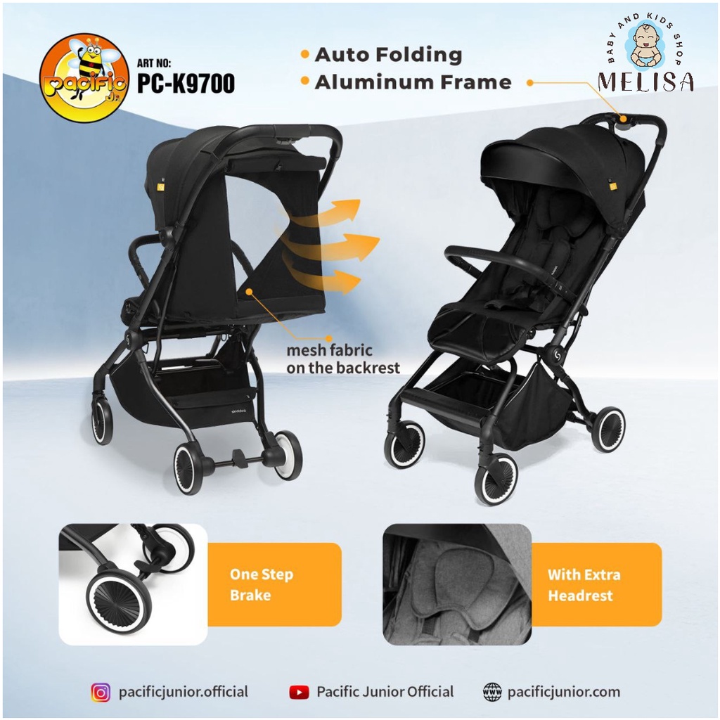 Jual Stroller Pacific PC K9700 / K8250 Auto Fold Cabin Size Bisa Bolak ...