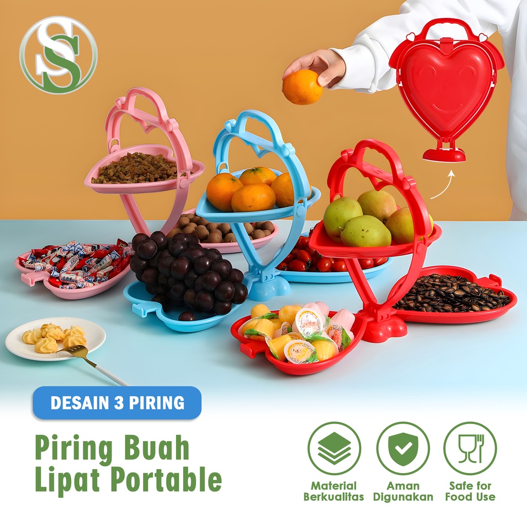 Jual Piring Buah Lipat Portable / Piring Penyimpan Buah Makanan Snack 3 ...