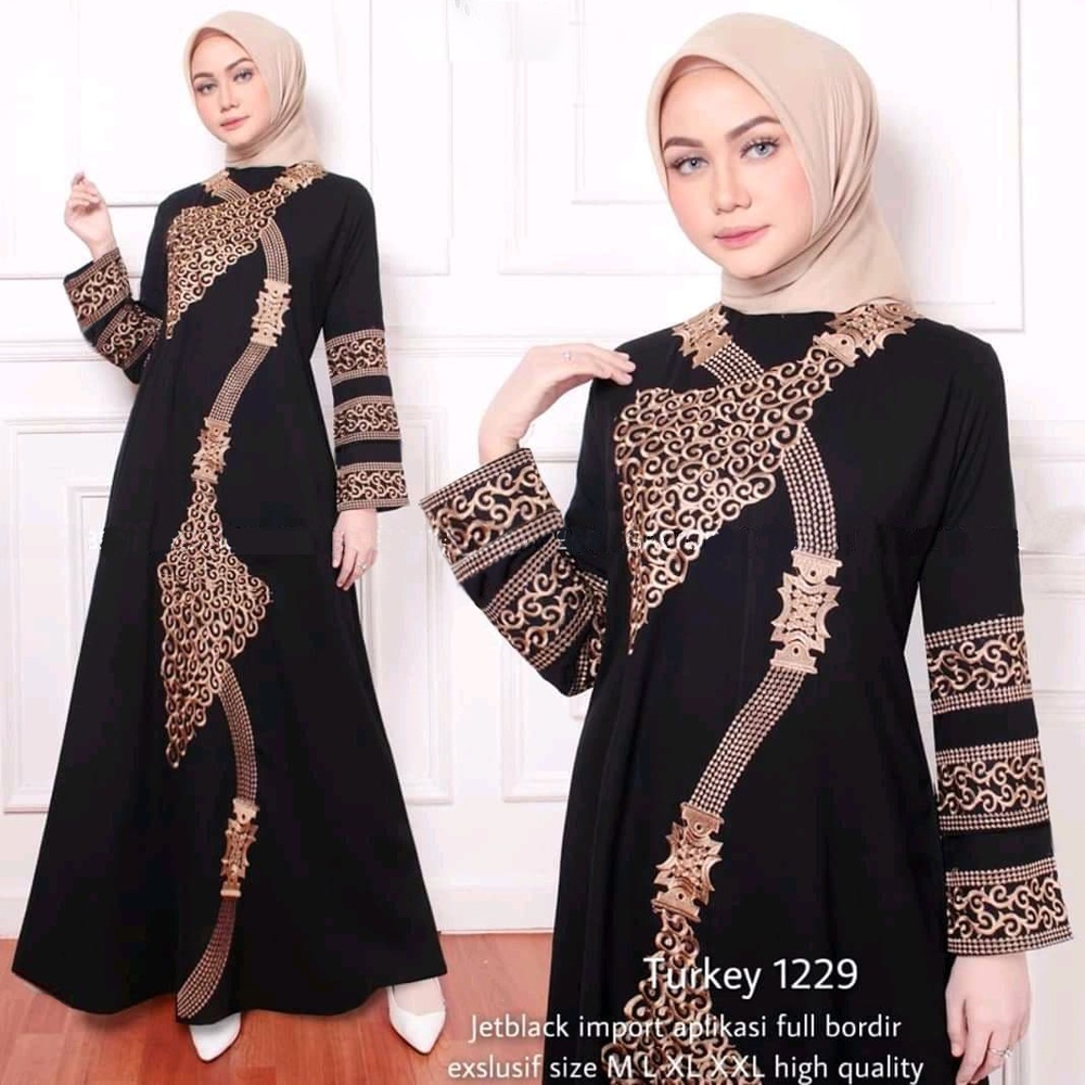 Jual Abaya Jetblack Turkey 1229 Hitam Dress Arab Saudi ORI Bordir ...
