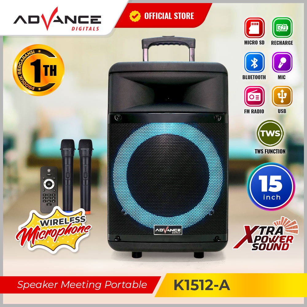 Jual Speaker Bluetooth Portable Advance K1512 A Speaker Advance 15 Inch 2 Mic wireless ...