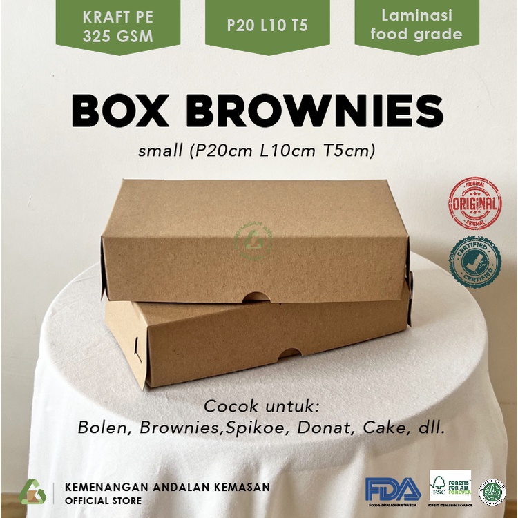 Jual BOX 20X10X5 KRAFT PAPER KERTAS COKLAT / BOX BROWNIES / BOX ROTI ...