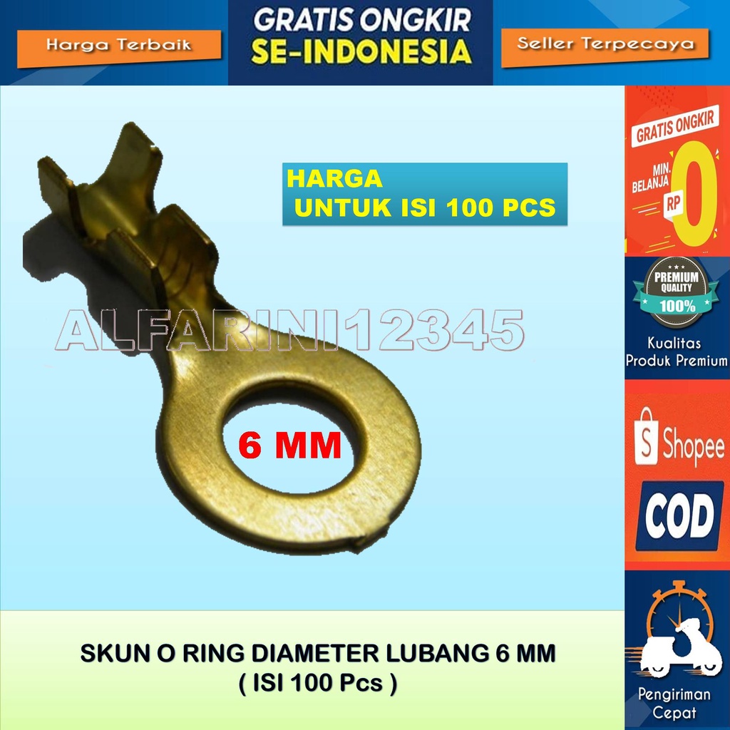 Jual ISI 100 PCS SKUN O SKUN MASA 6 MM TERMINAL O SKUN BULAT - ISI 100 ...