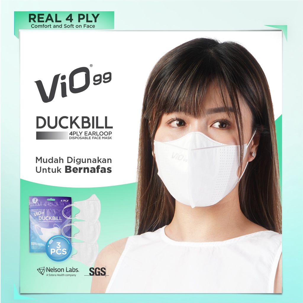 Jual Vio Duckbill Mask Pack White Masker Medis Perpack Isi 3pcs ...