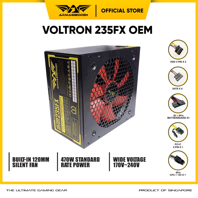 Jual Armaggeddon Power Supply / PSU Voltron 235FX [Max Power 470watt] [ No RGB Light ...