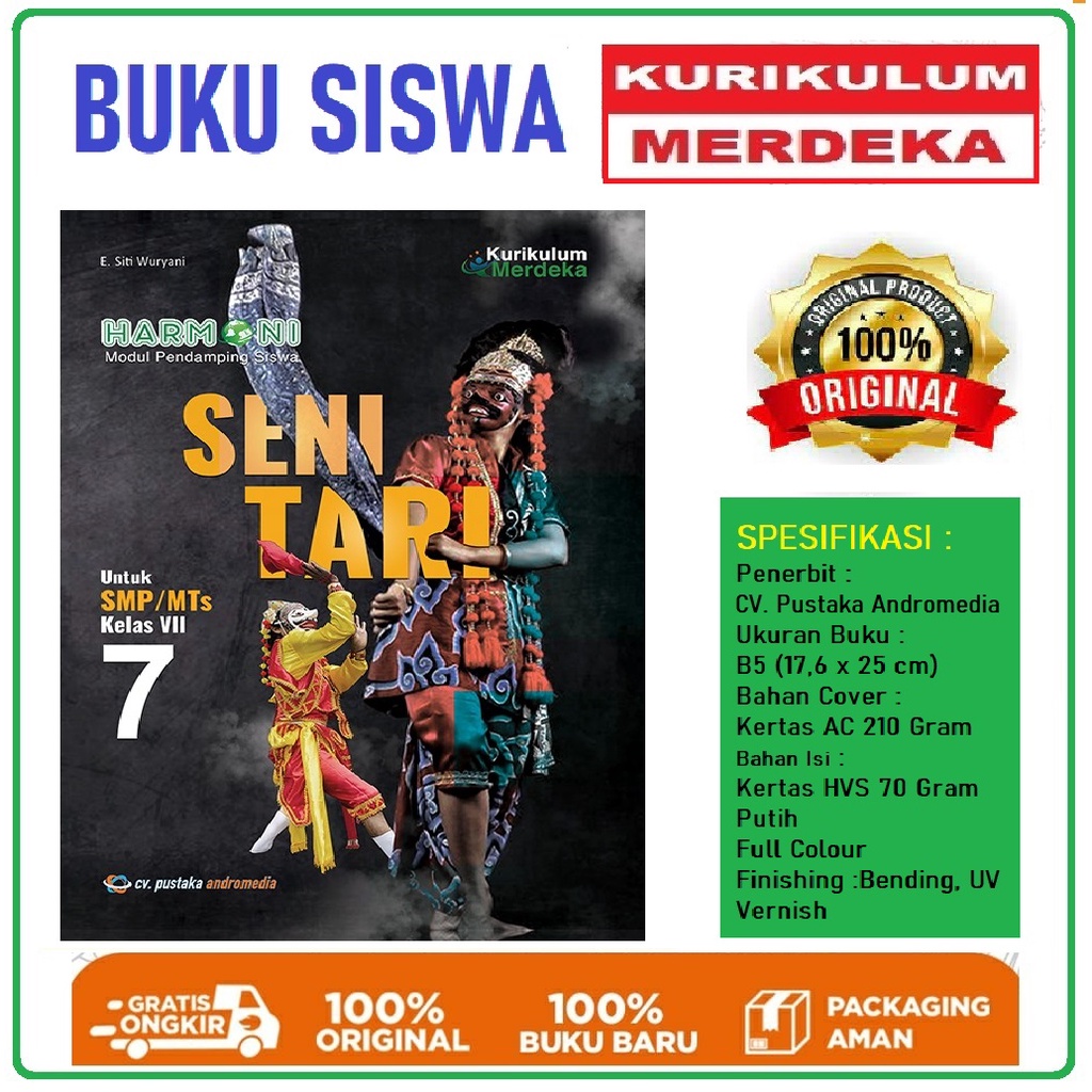 Jual BUKU SISWA SENI TARI KELAS VII SMP / MTS KURIKULUM MERDEKA SMP Kelas 7 Pustaka Andromedia ...