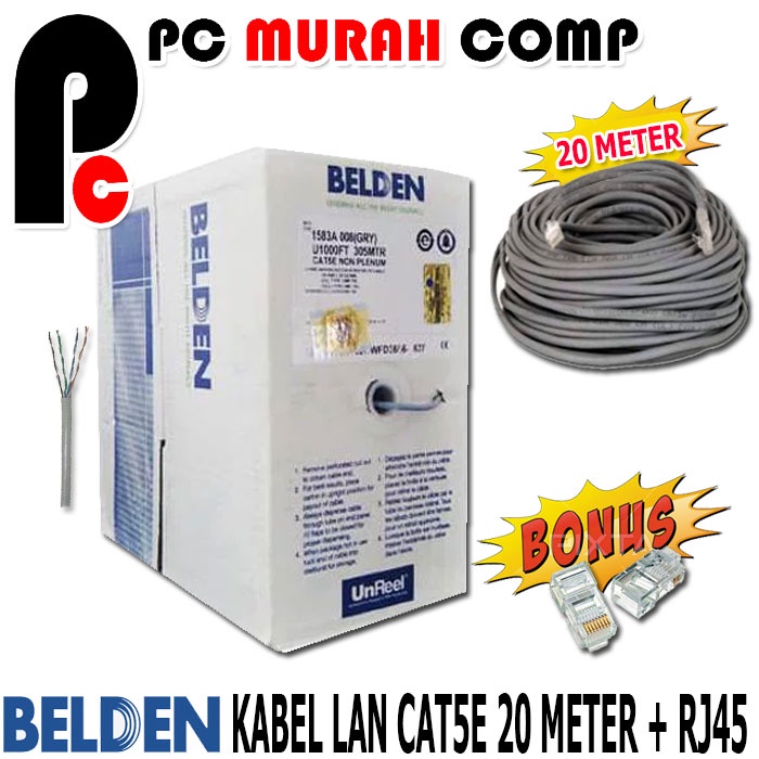 Jual KABEL LAN INTERNET UTP MERK BELDEN CAT 5E PER METER (10METER ...