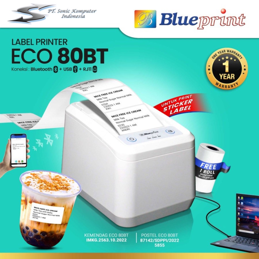 Jual Printer Resi Blueprint ECO 80BT Printer Thermal USB + Bluetooth BP ...