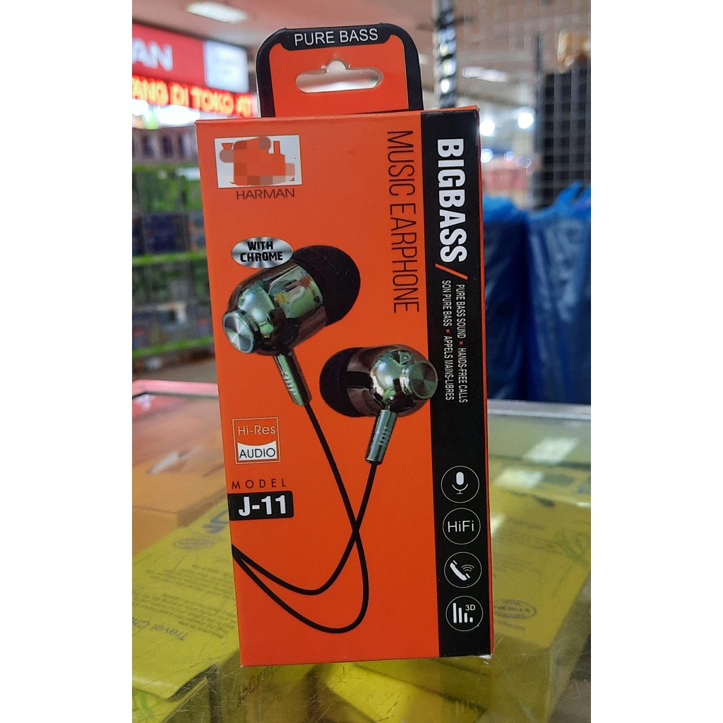 Jual EARPHONE FULL BASS J-11 HEADSET MURAH MERIAH | Shopee Indonesia