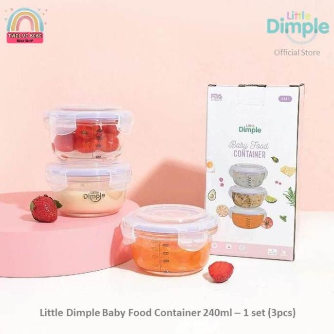 Jual Little Dimple Baby Food Container Round (3 pcs x 240 ml) | Shopee ...
