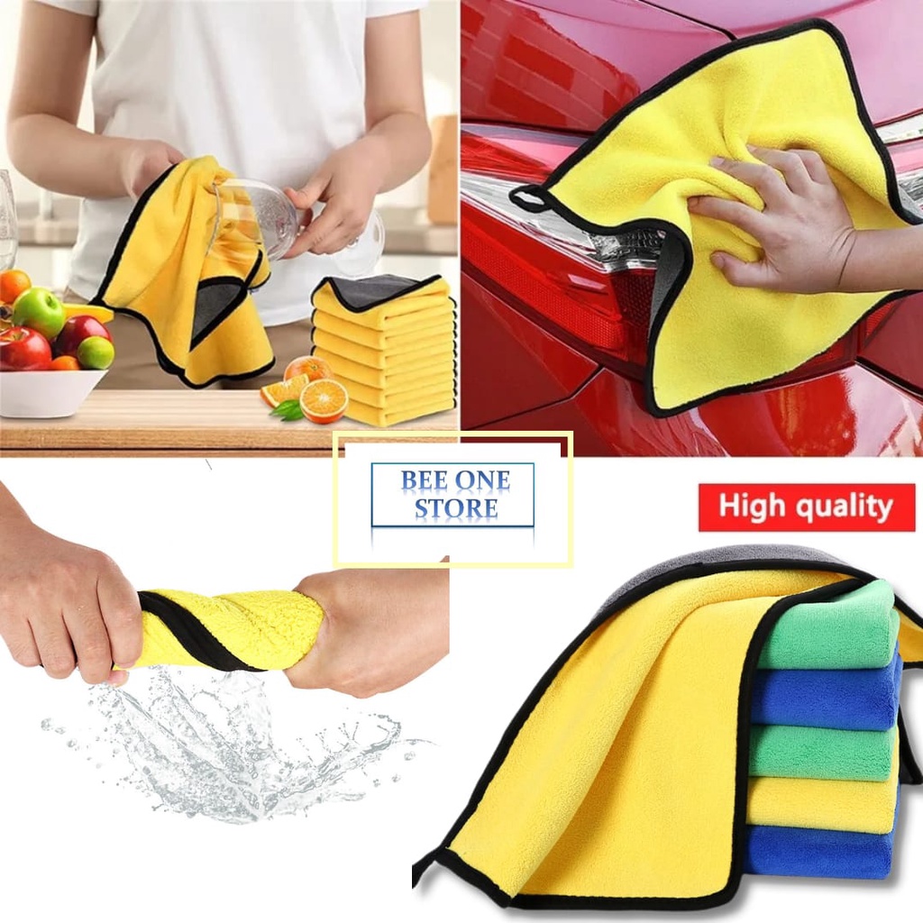 Jual BEE ONE - Kain Lap Microfiber 2 Sisi 30x30 cm Serbaguna Kain Lap ...
