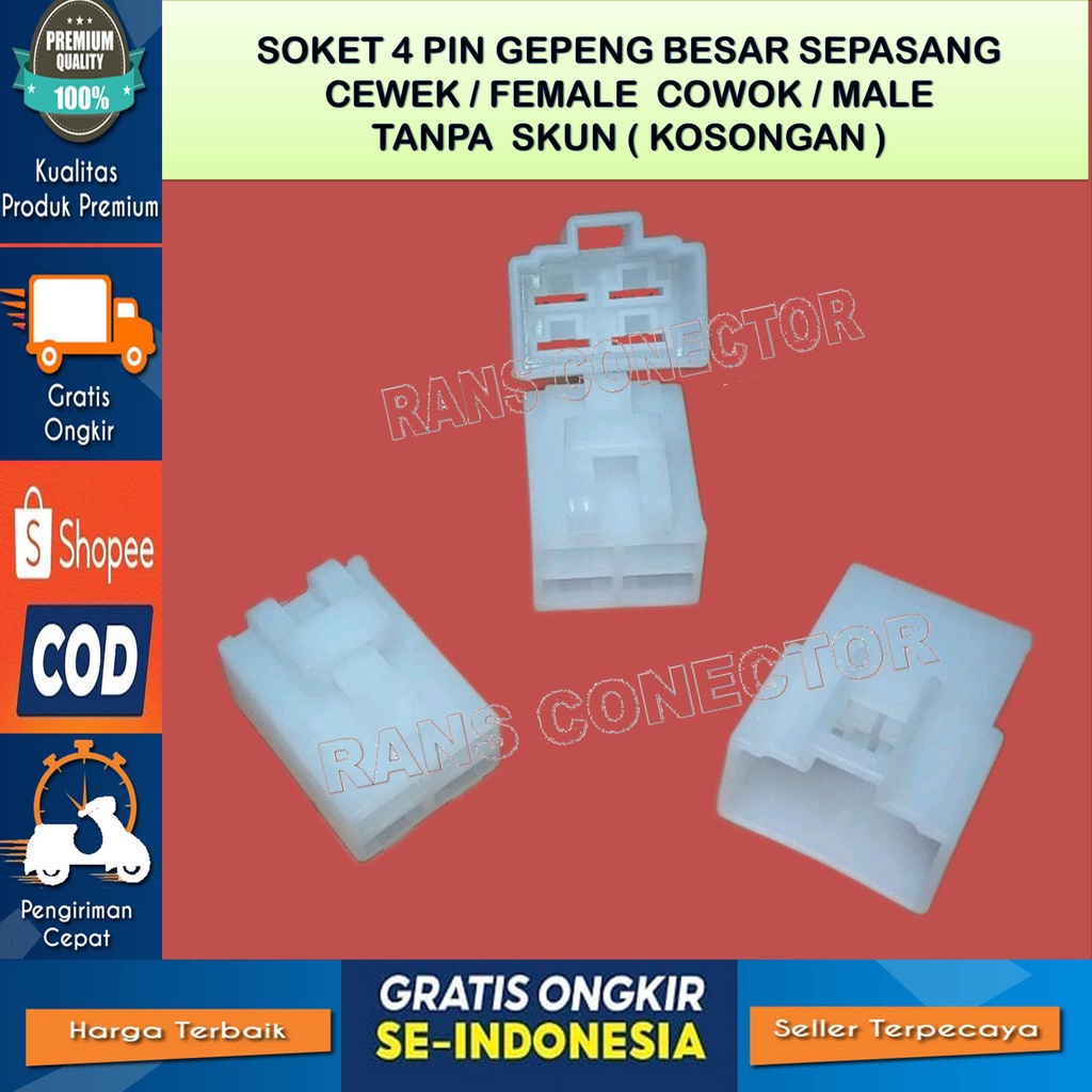 Jual SOKET 4 PIN BESAR MOTOR MOBIL MALE FEMALE KABEL SOKET 4 PIN BESAR ...