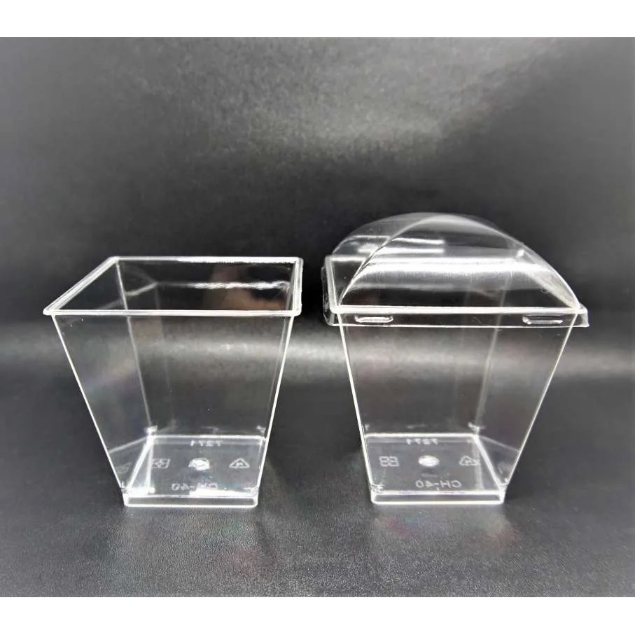 Jual Cup Jelly Pudding Kotak – Mini Dessert Cup CH 40 + Tutup (25 pcs ...