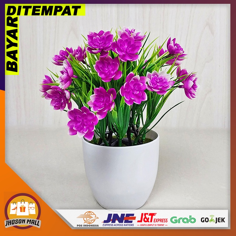 Jual JM Pot Bunga Hias Plastik Tanaman Palsu Bunga Kamelia Dekorasi ...