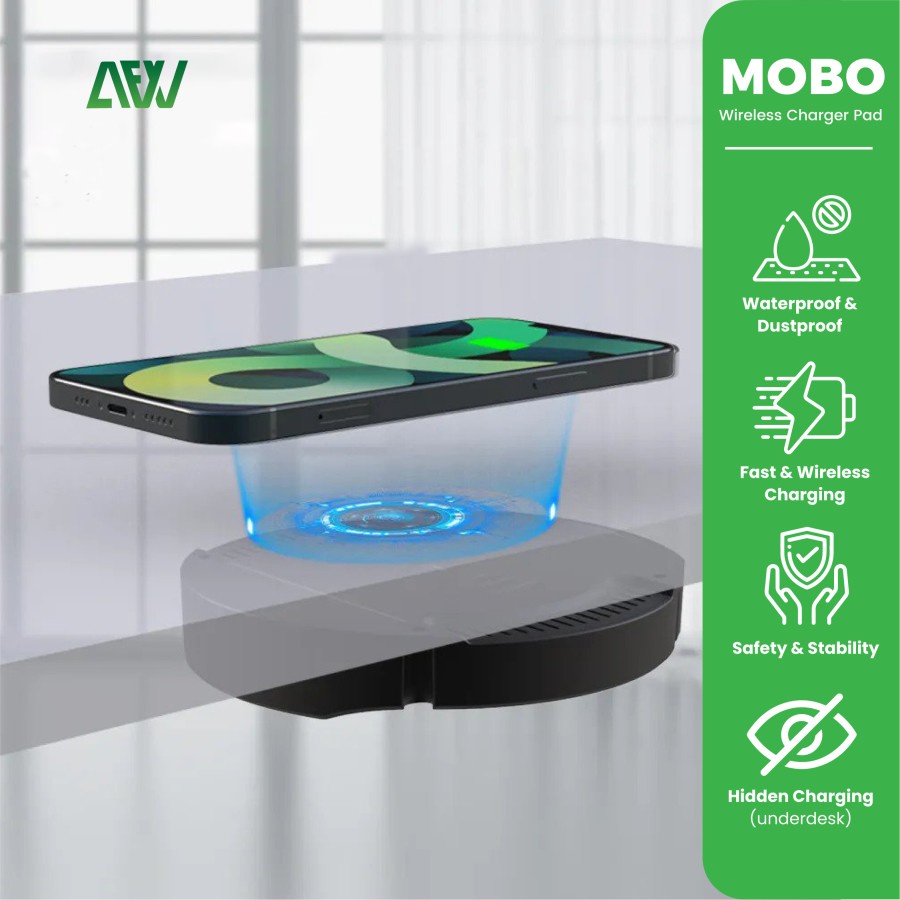 Jual MOBO Wireless Charger Pad Fast Charging Pad 15W Under Desk ...