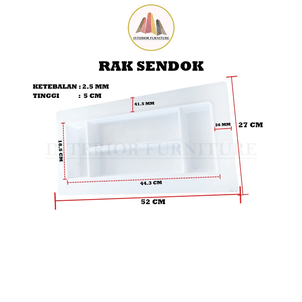 Jual Rak Sendok Kitcen Set Drawer Putih Doff 52 x 27 x 5, Rak Sekat ...