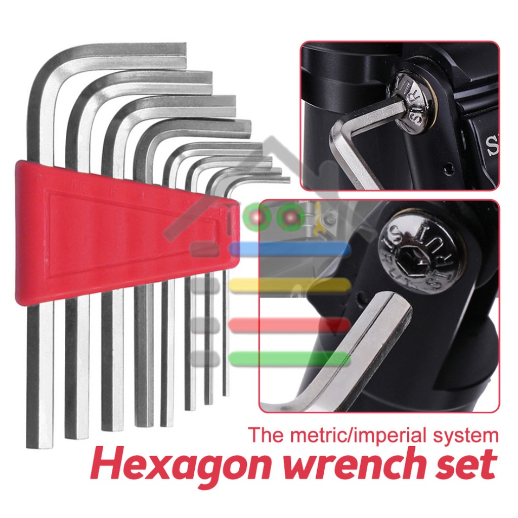 Jual KUNCI L HEX SOCKET KEY ALLEN SET 1.5 - 6 MM 8 PC KUNCI L PENDEK ...