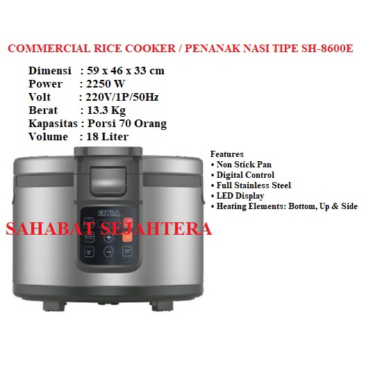 Jual GETRA Electric Rice Cooker SH-8600E Penanak Nasi Listrik | Shopee ...