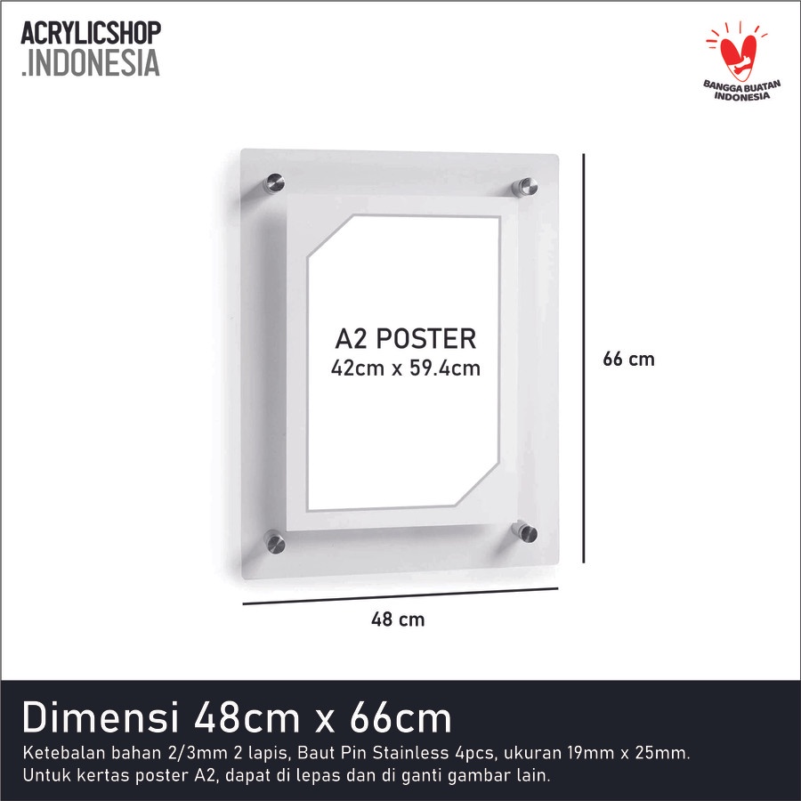 Jual Akrilik Poster A2 / Acrylic Display Wall Poster A2 / Poster ...