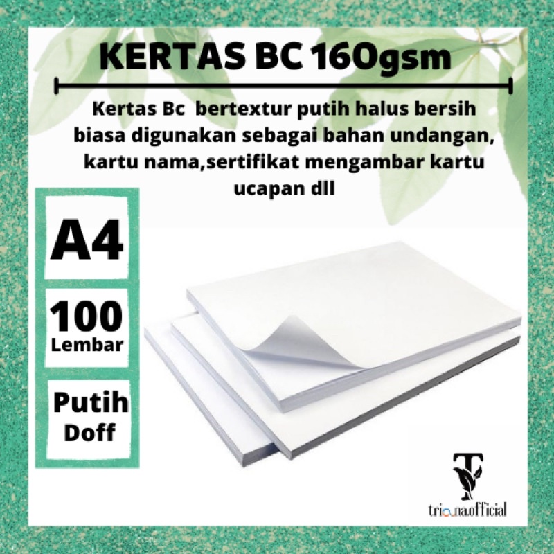 Jual kertas bc / briefcard 160gsm putih 100 lbr | Shopee Indonesia
