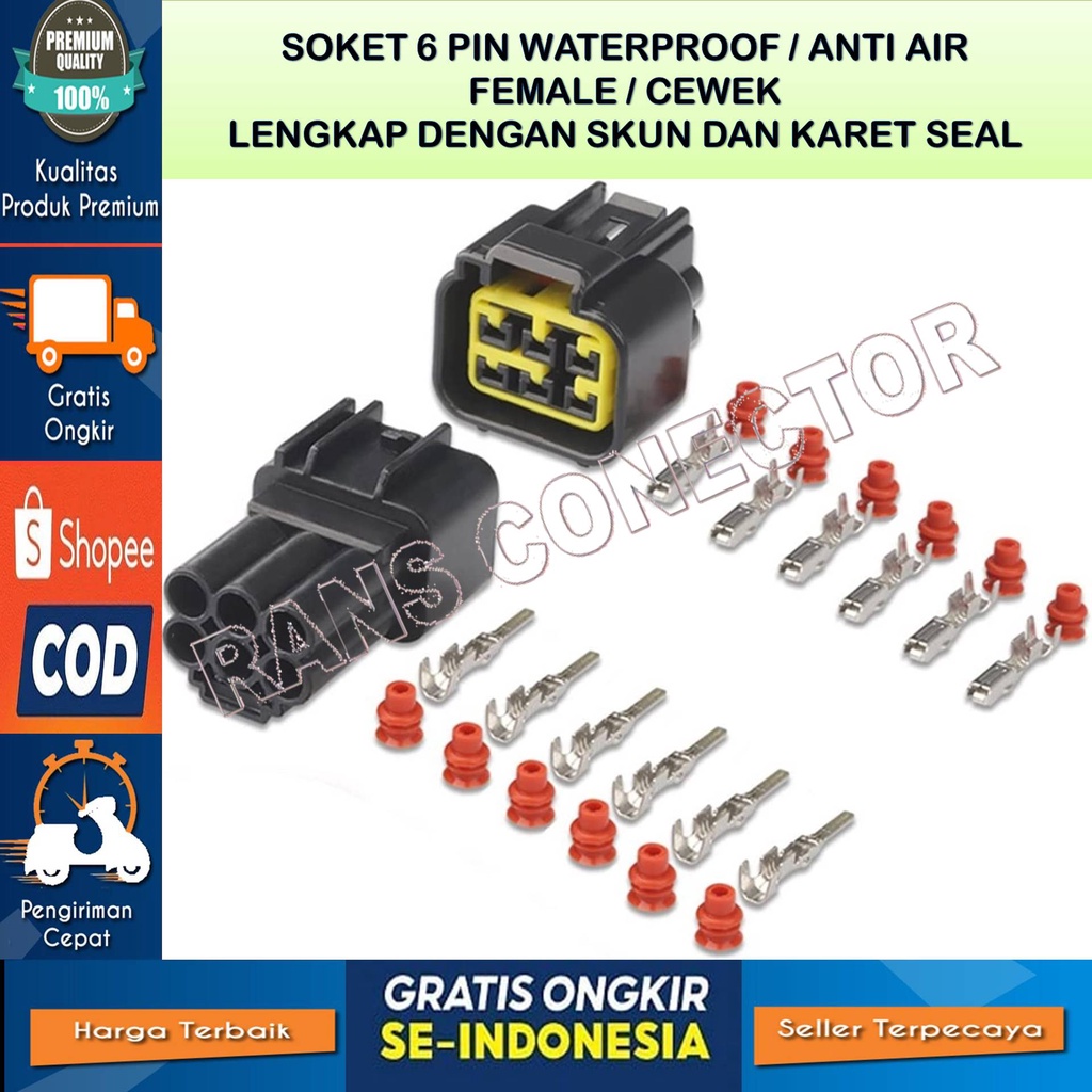 Jual SOKET CDI 6 PIN FURUKAWA WATERPROOF ANTI AIR SET MALE FEMALE CEWEK ...