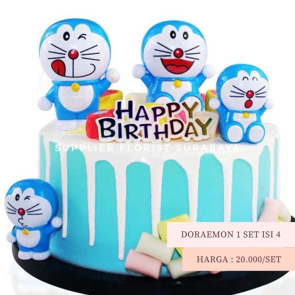 Jual [1 SET ISI 4] MINIATUR KUE TART DORAEMON NOBITA DEKORASI KUE ULANG ...