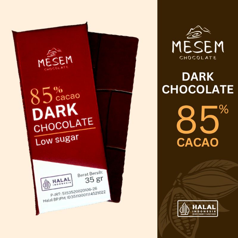 Jual Mesem 85% Dark Chocolate 35gram | Coklat Hitam Rendah Gula ...