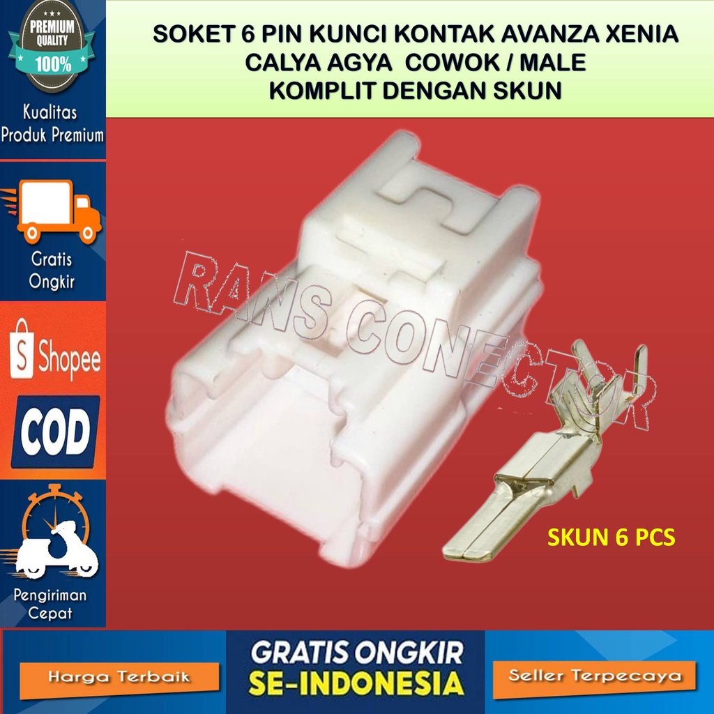 Jual SOKET SOCKET KONEKTOR CONNECTOR KABEL 6 PIN BESAR MALE KUNCI ...
