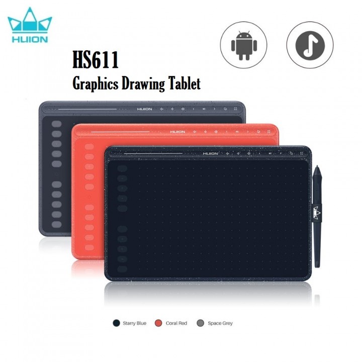 Jual HUION HS611 Graphics Drawing Tablet with Battery-free Pen Tablet ...