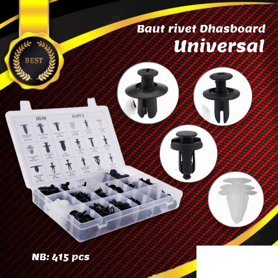 Jual Baut Rivet Mobil Motor Universal Set isi 415 PCS / Rivet Bolt set ...