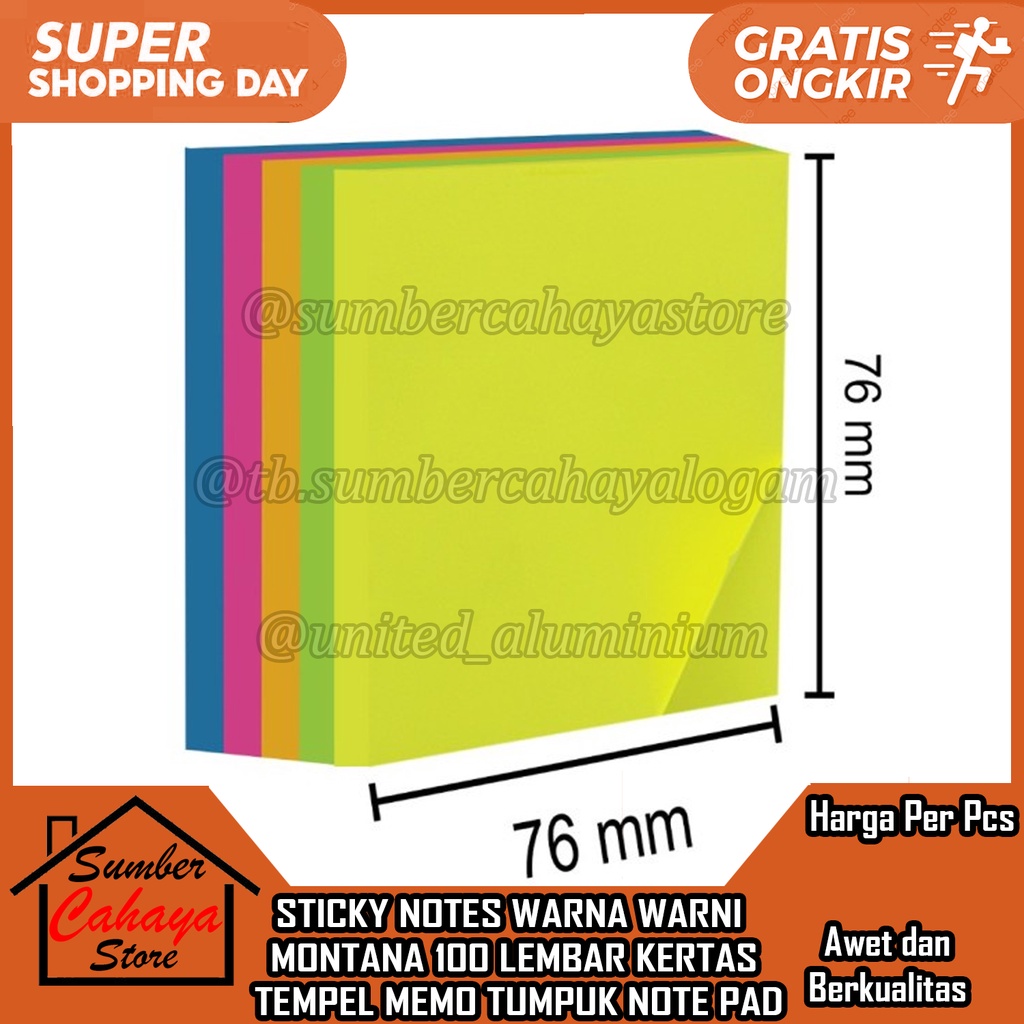 Jual MEMO STICKY NOTE KERTAS TEMPEL MONTANA COLOR WARNA WARNI PASTEL ...