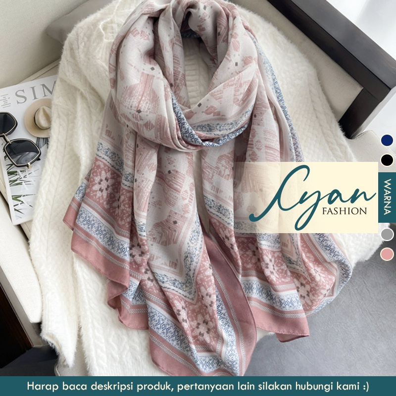 Jual Syal "Salia" Motif Mewah, bahan Katun Linen HIGH GRADE | Shopee ...