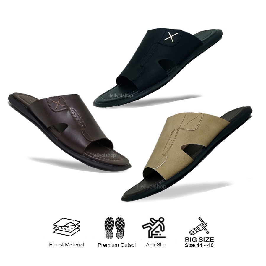 Jual Sandal Kulit Big Size 44-45-46-47-48 Sandal Slide Jumbo Dewasa ...