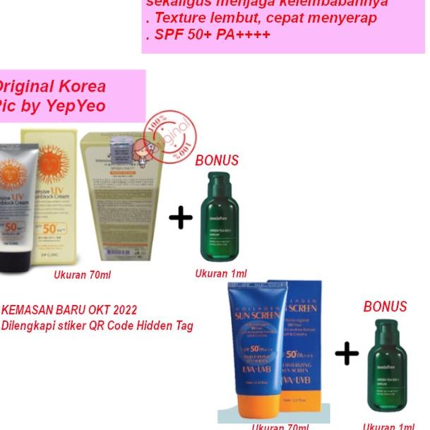 Jual code Qq7Q1 3W CLINIC Intensive UV Sunblock Cream 70ml atau Collagen Sunscreen 70ml (SPF50 ...