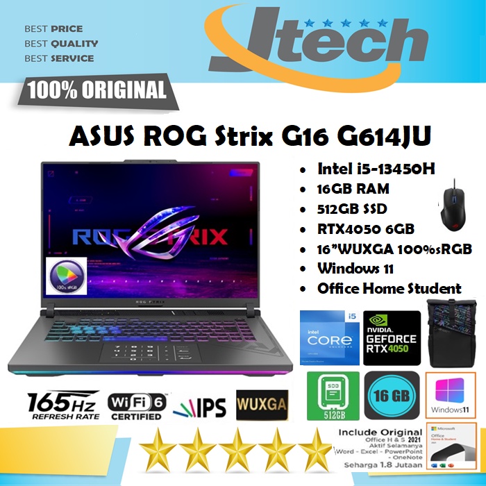 Jual ASUS ROG Strix G16 G614JU i5-13540HX 16GB 512GB SSD RTX4050 6GB 16 ...