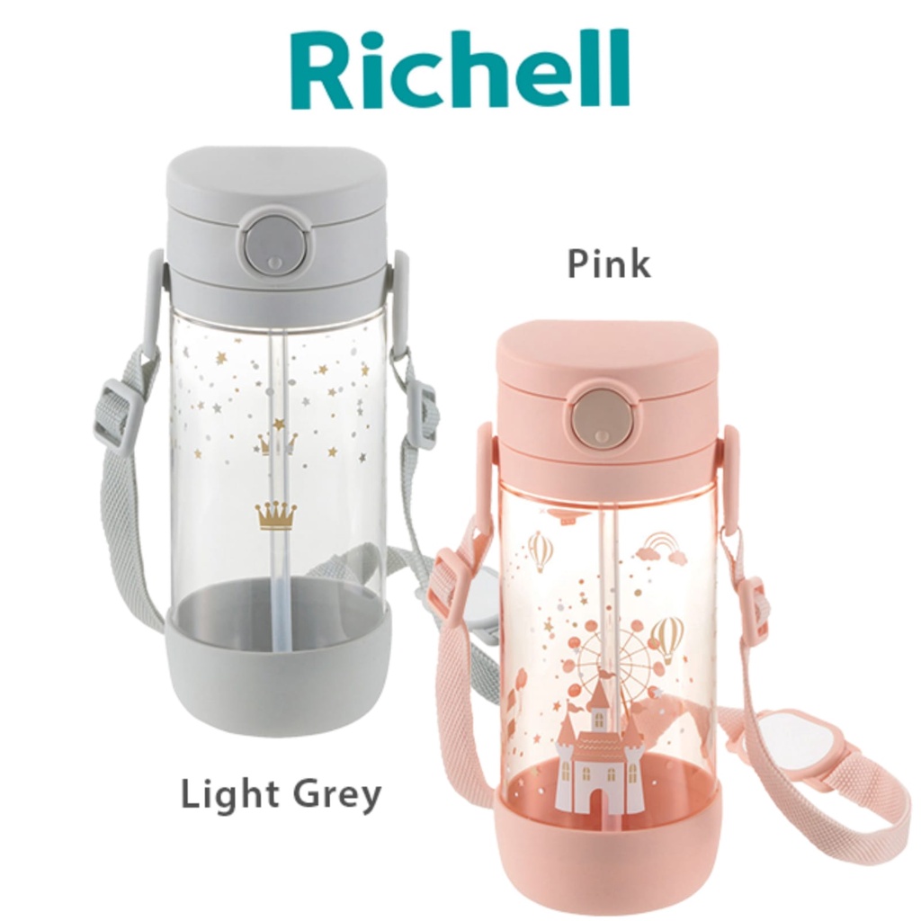 Jual RICHELL Axstars Straw Cup 450 Light Grey & Pink 450ML | Shopee Indonesia