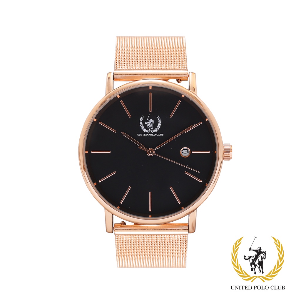 Jual UNITED POLO CLUB Jam Tangan Pria Mesh Band Original GRG-8002M Gold ...