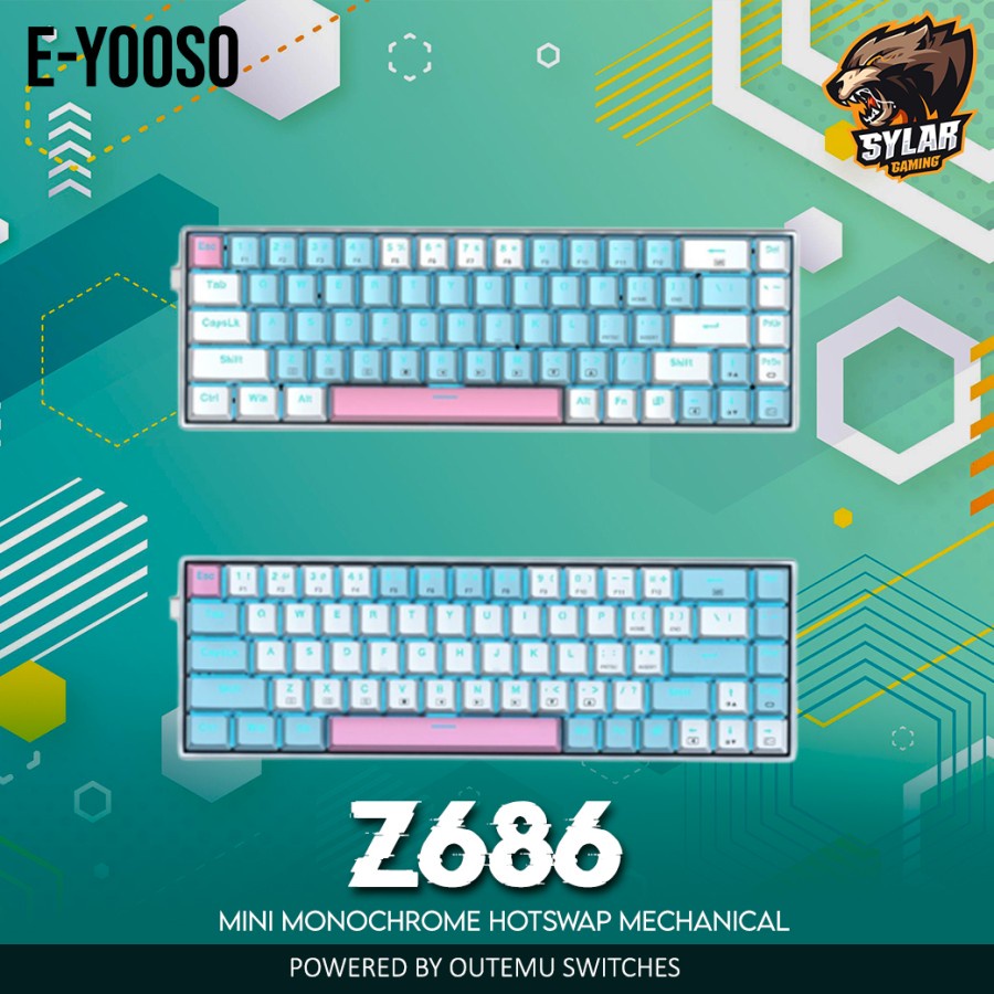 Jual E-YOOSO Z686 68% Mini Monochrome Hotswap Mechanical Gaming ...