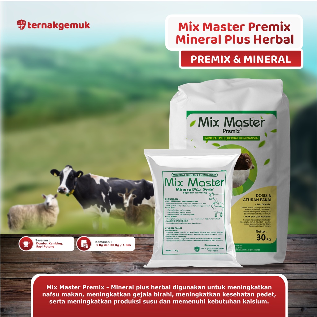 Jual PREMIX MINERAL HERBAL PENGGEMUK TERNAK KESUBURAN SAPI KAMBING DOMBA MIX MASTER PREMIX ...