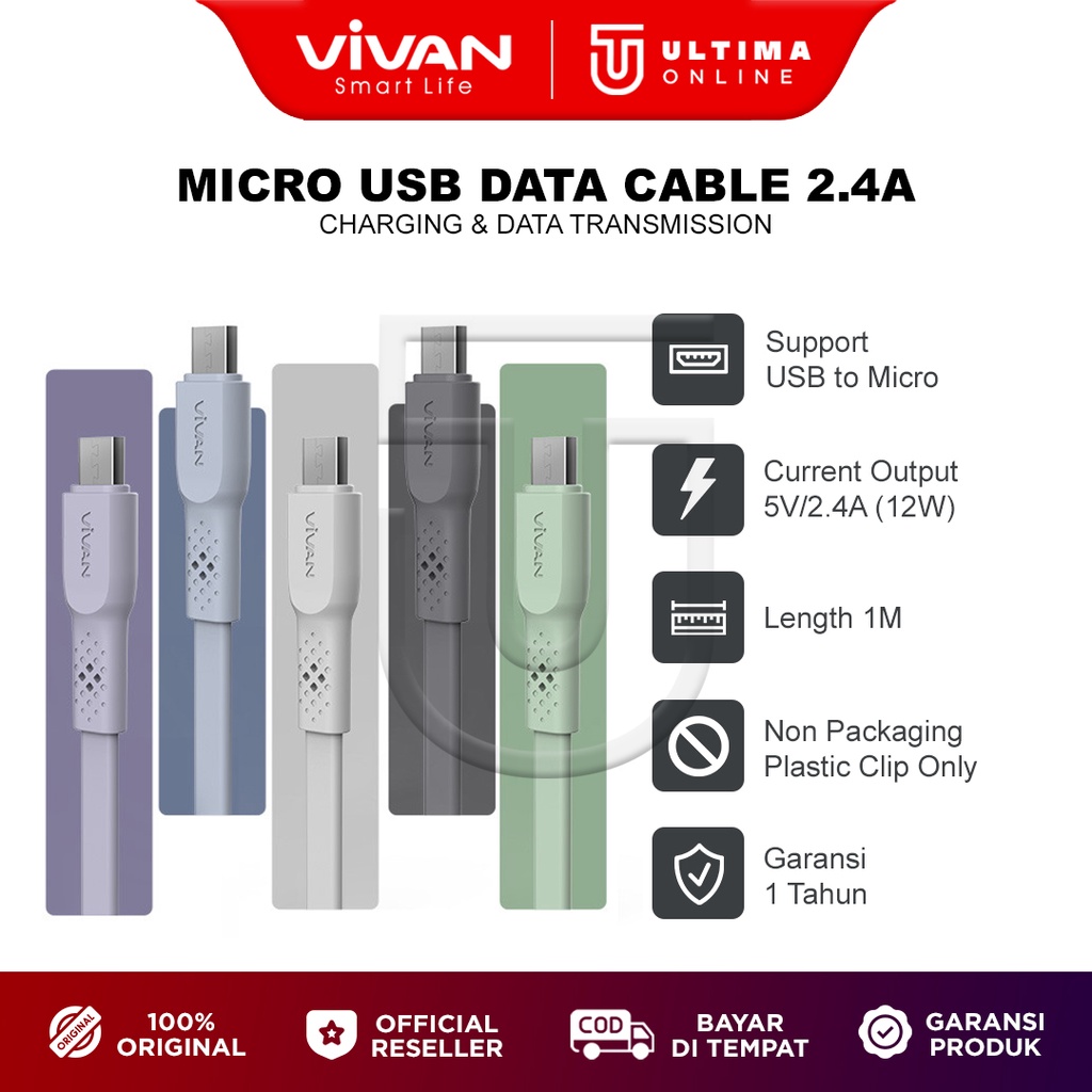 Jual VIVAN Kabel Data Micro USB CSM100S Kabel Charger Casan HP Android ...