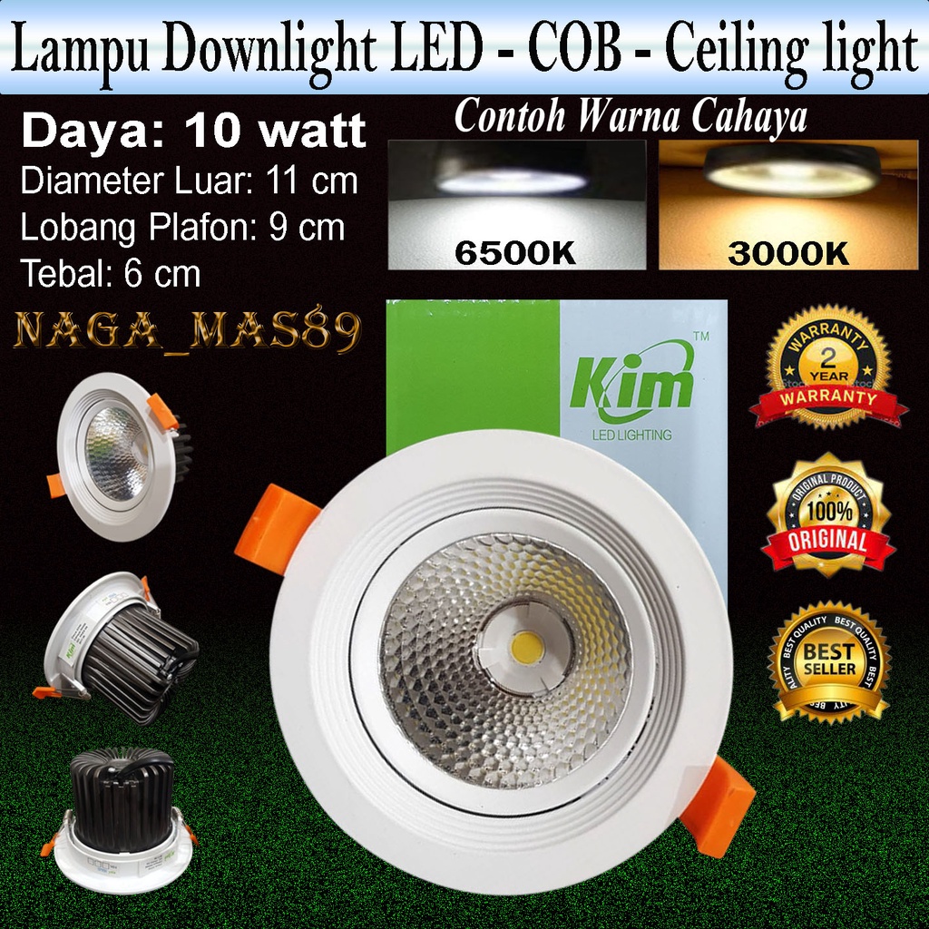 Jual Lampu Downlight LED COB Ceiling light 10 watt ( KIM-NC-02 ...