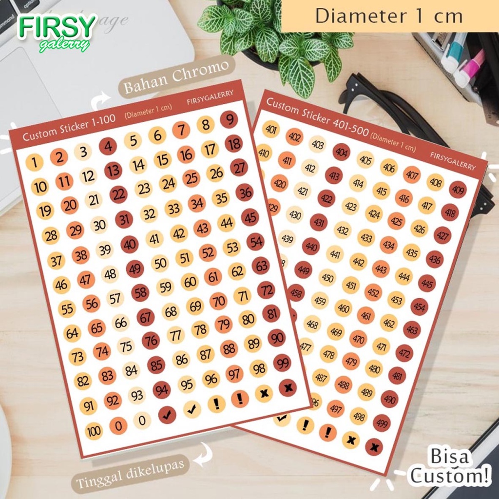 Jual Sticker Angka, Label Nomor 1-500, Sticker Number Bulat Aesthetic ...
