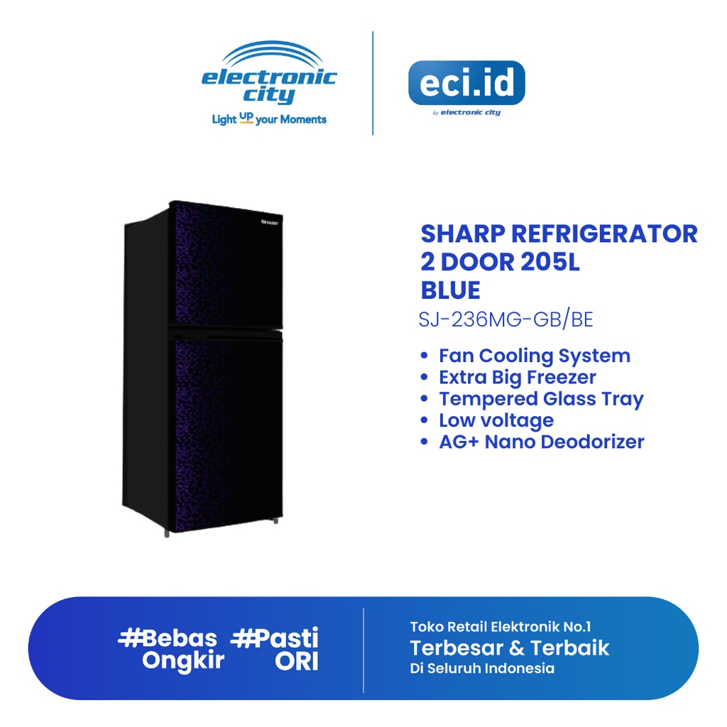 Jual Sharp Kulkas 2 Pintu 205 Liter - SJ-236MG-GB Blue | Shopee Indonesia