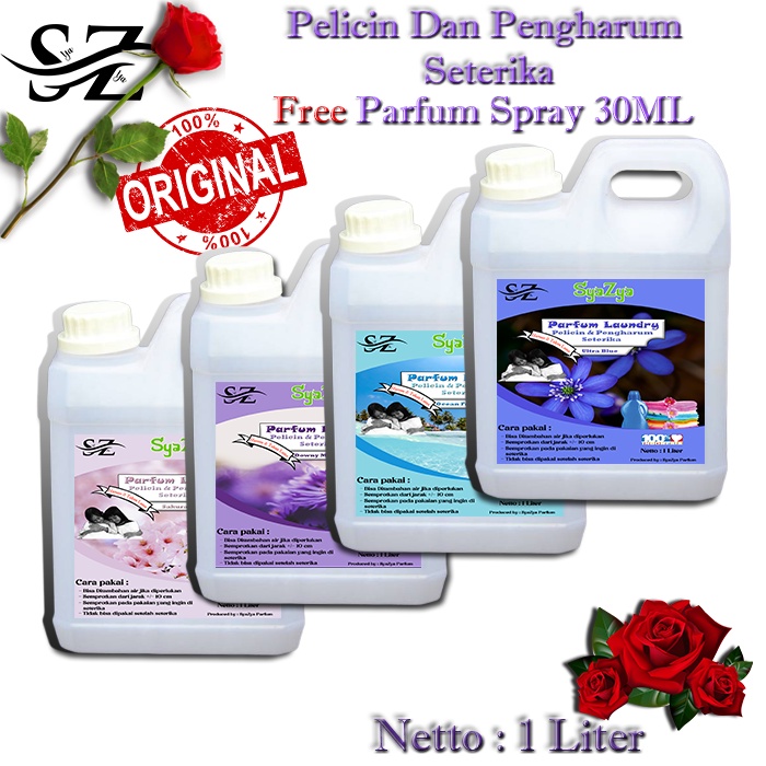 Jual Pelicin Seterika dan Pengharum Pakaian Parfum Laundry 1 Liter Free Parfum Spray 30 ML ...