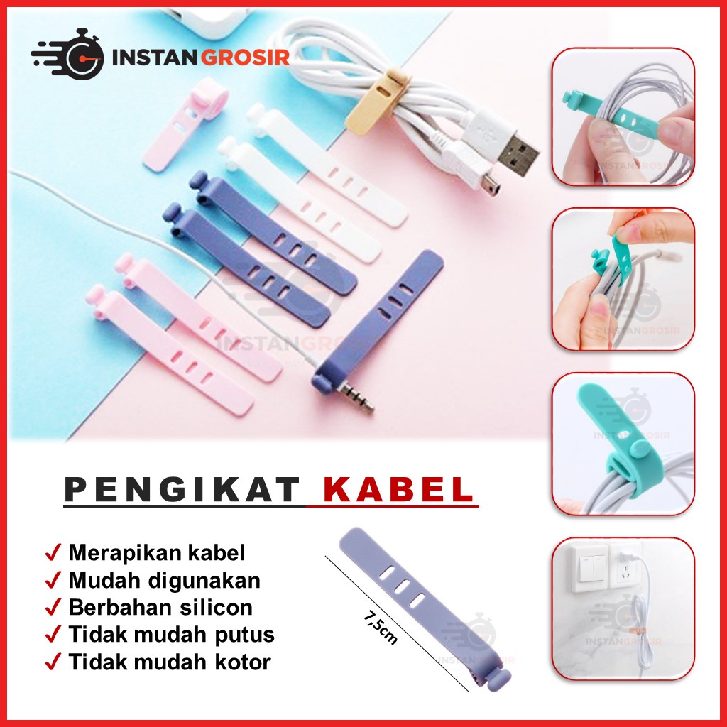 Jual Penjepit kabel charger hp cord cable binder klip holder penggulung ...