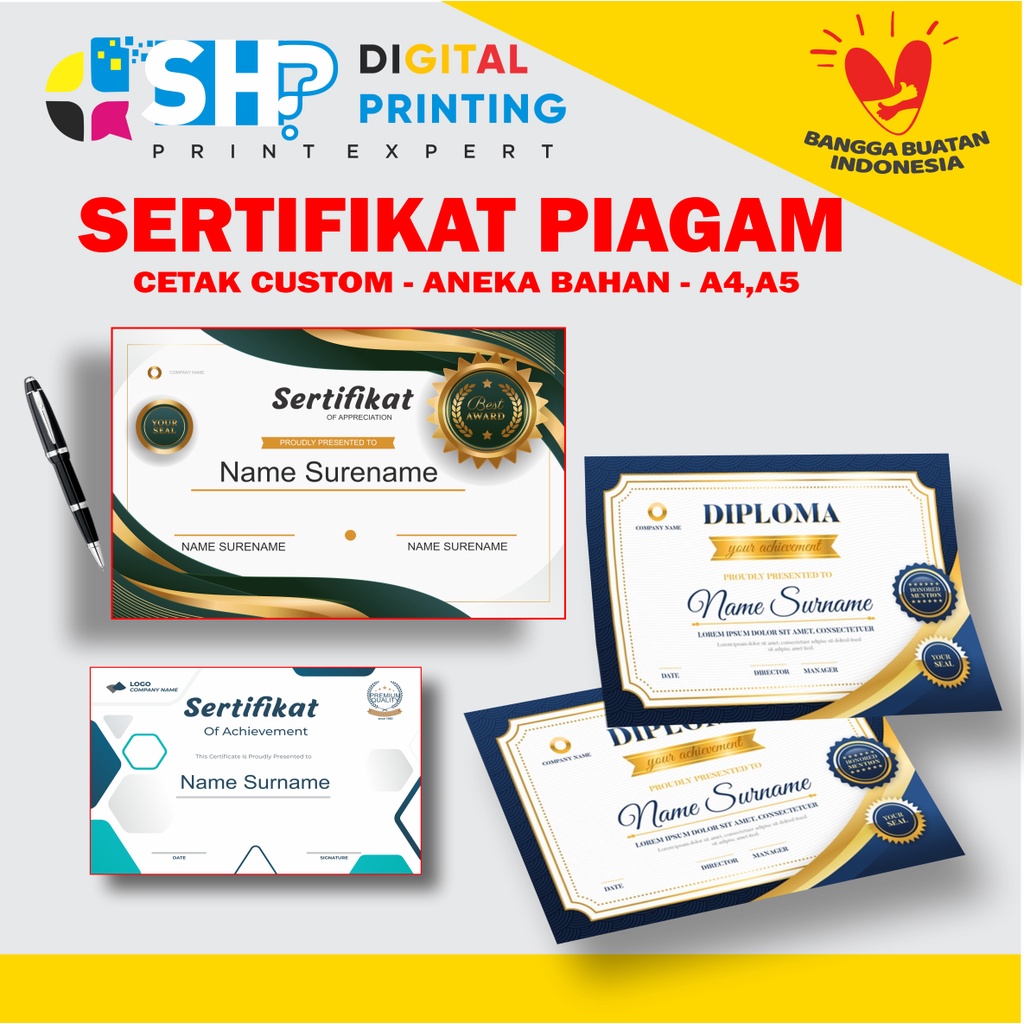 Jual Cetak sertifikat Piagam Penghargaan Muarah Sertifikat Piagam Full ...