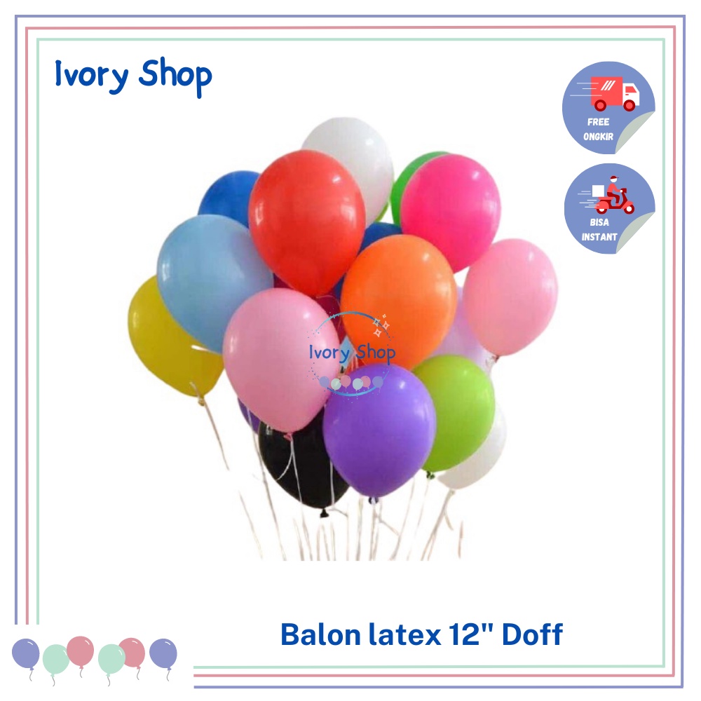 Jual Balon Latex 12 inch warna warni doff satuan | Shopee Indonesia