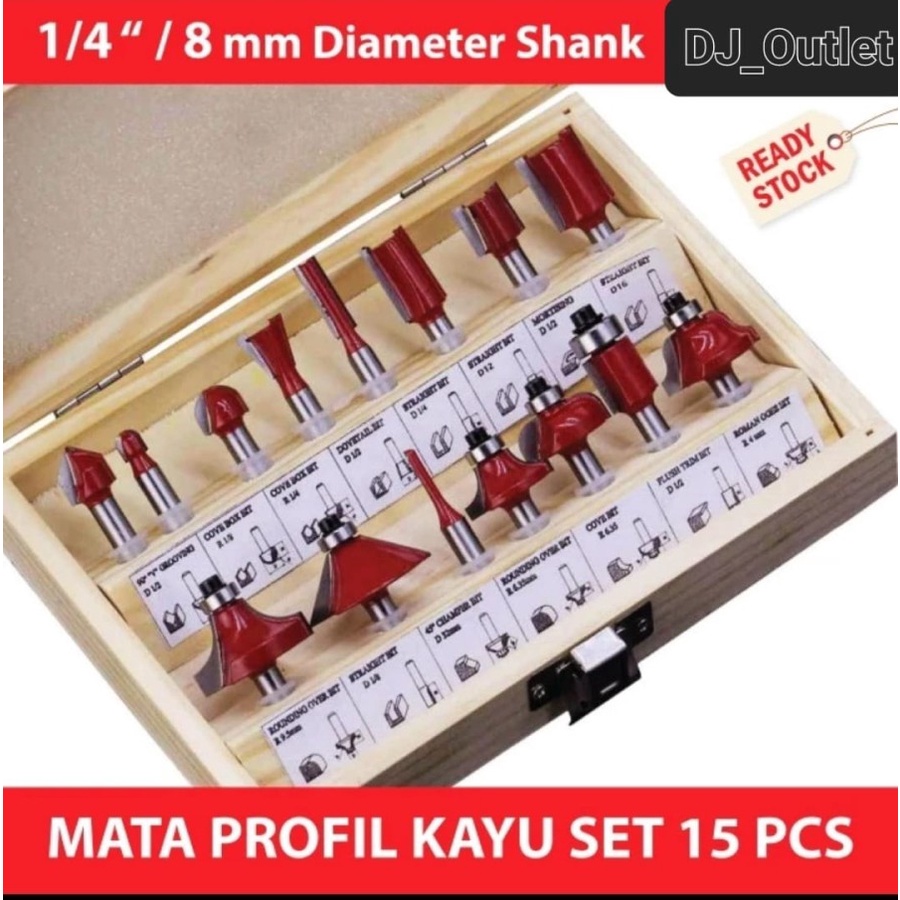 Jual Router Bit Set 15 pcs Mata Profil Mata Trimmer | Shopee Indonesia