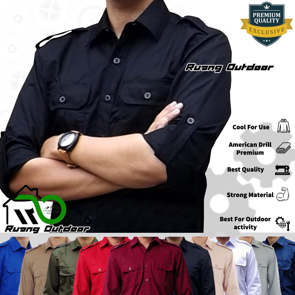Jual Baju Kemeja PDL PDH Lapangan Lengan Panjang - Pakaian Atasan Seragam Pria Wanita Premium ...