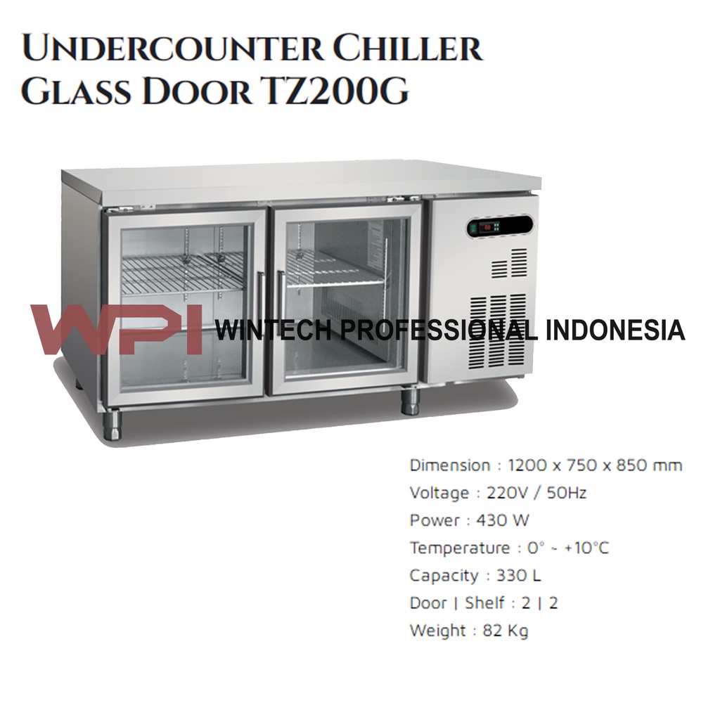Jual Crown TZ200G SS Undercounter Chiller Glass Door Chiller untuk ...