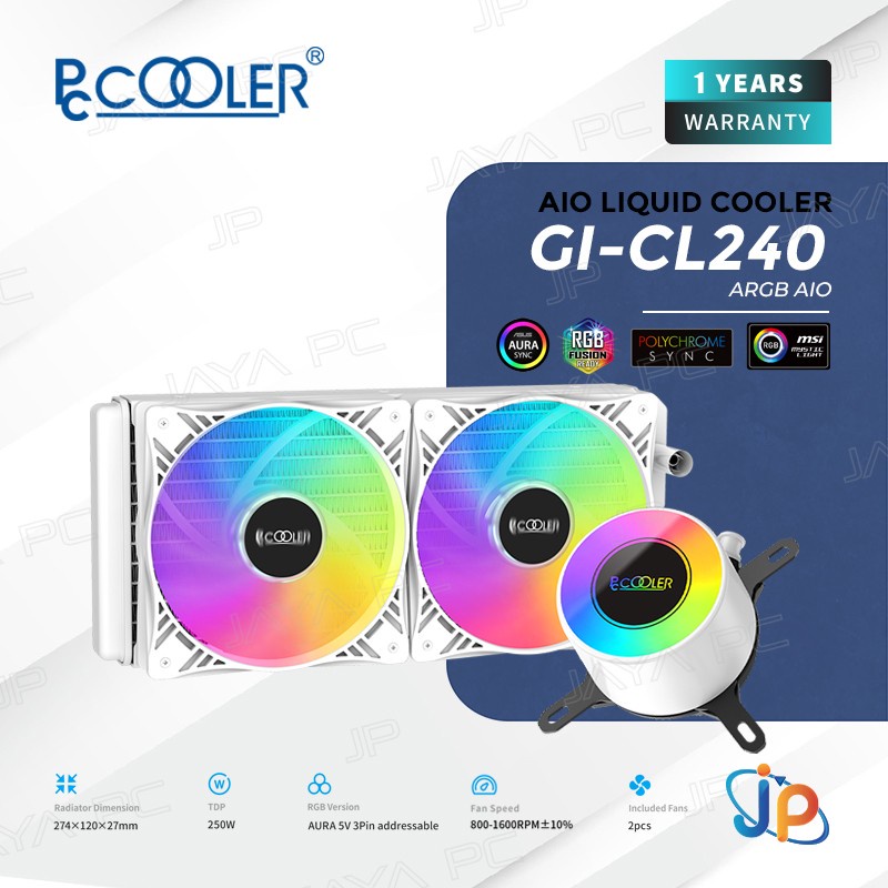 Jual PCCOOLER GI-CL240 ARGB - CPU AIO Cooler Liquid Fan | Shopee Indonesia